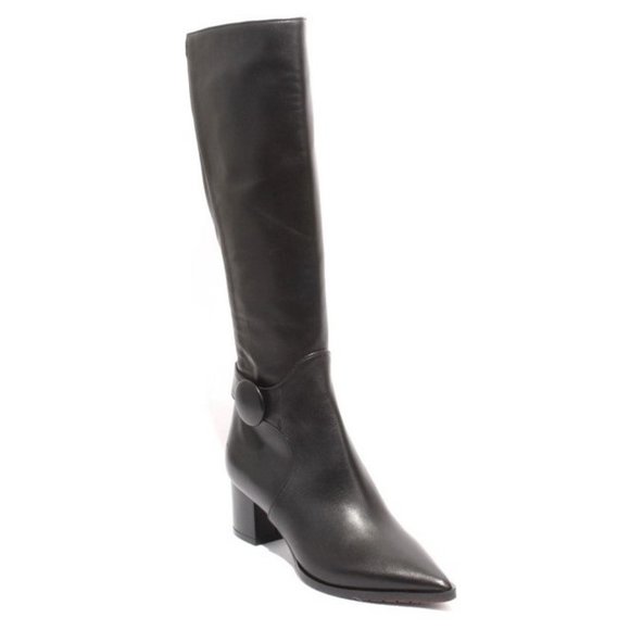Isabelle | Shoes | Isabelle 46 Black Leather Stretch Zip Pointy Knee ...